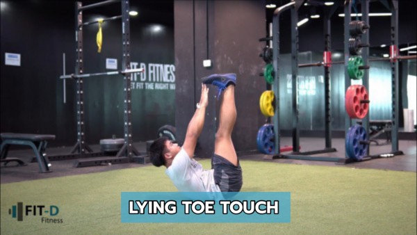 ท่าออกกำลังกาย Lying Toe Touch | วิธีทำท่าออกกำลังกาย Lying Toe Touch ...