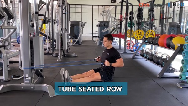 ท่าออกกำลังกาย Tube Seated Row | วิธีทำท่าออกกำลังกาย Tube Seated Row ...