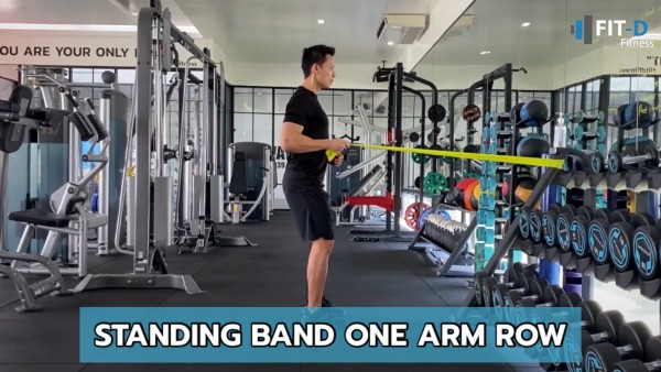 ท่าออกกำลังกาย Band Standing One Arm Row | วิธีทำท่าออกกำลังกาย Band ...