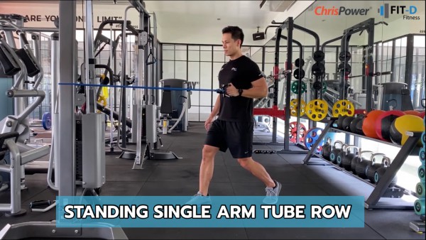 ท่าออกกำลังกาย Standing Single Arm Tube Row | วิธีทำท่าออกกำลังกาย ...
