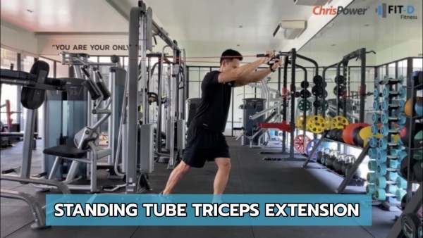 ท่าออกกำลังกาย Standing Tube Triceps Extension | วิธีทำท่าออกกำลังกาย ...