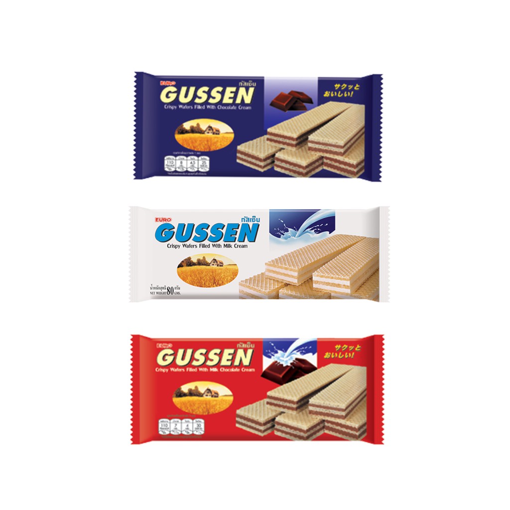 ค้นหาแคลอรี่ กัสเซ็น เวเฟอร์สอดไส้ครีม รสช็อกโกแลต-GUSSEN - Fit-d.com